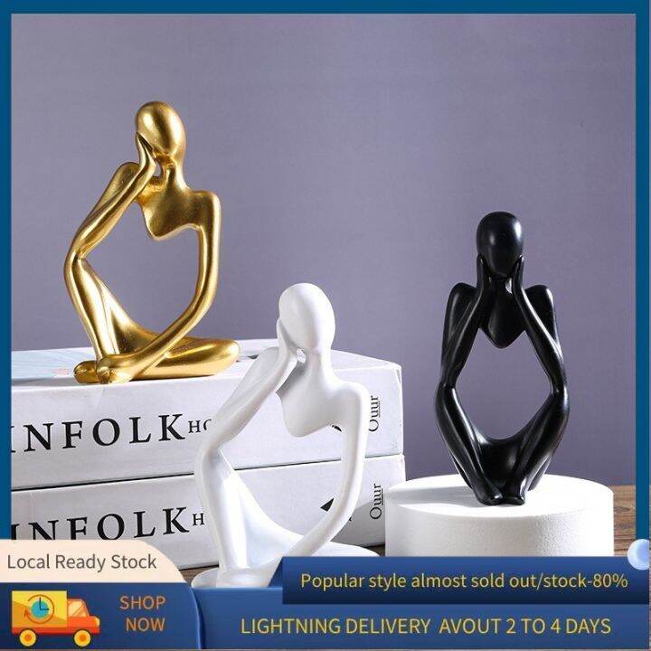 [COD]Thinker Statue Abstract Figure Sculpture Small Ornaments Resin ...