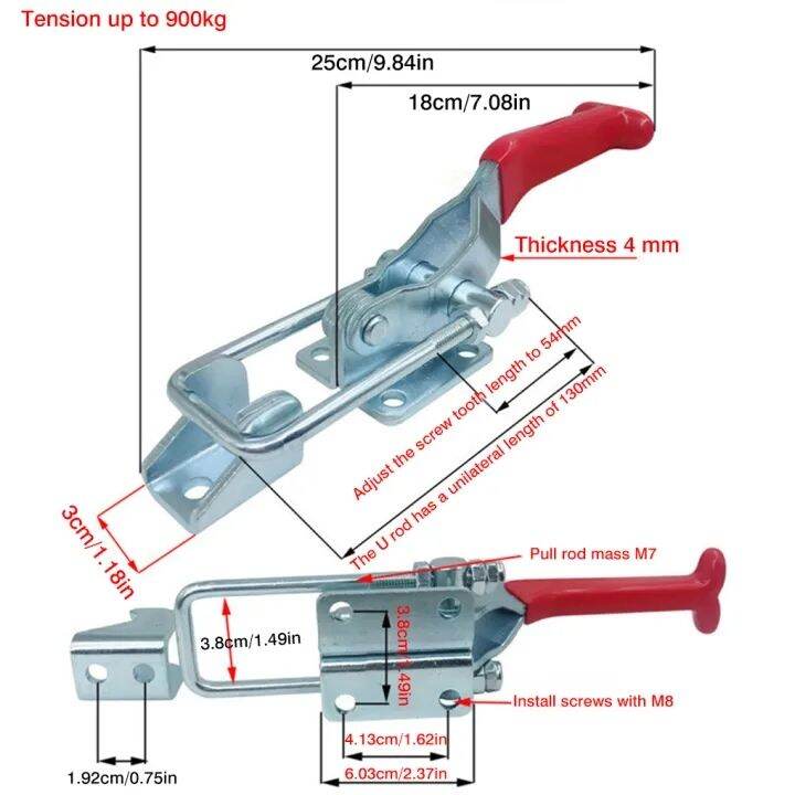 Heavy Duty Adjustable Manual Latch U Bolt Toggle Clamp Self-lock Hand ...