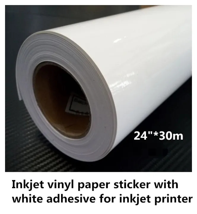 24"*30m size roll inkjet bright glossy vinyl sticker roll for indoor ...