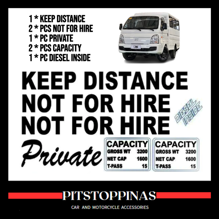 Capacity Car Sticker Set for Hyundai H-100 Capacity Not For Hire ...