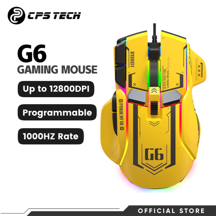 CPSTECH G6 Wired Gaming Mouse 12800 Dpi 16 Rgb Backlit Ultralight With ...