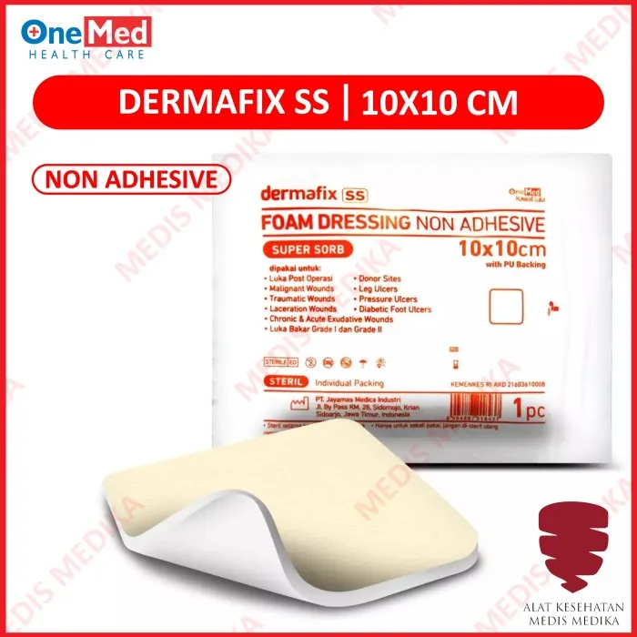 Dermafix SS 10 x 10cm OneMed Non Adhesive Foam Dressing Plester Luka ...