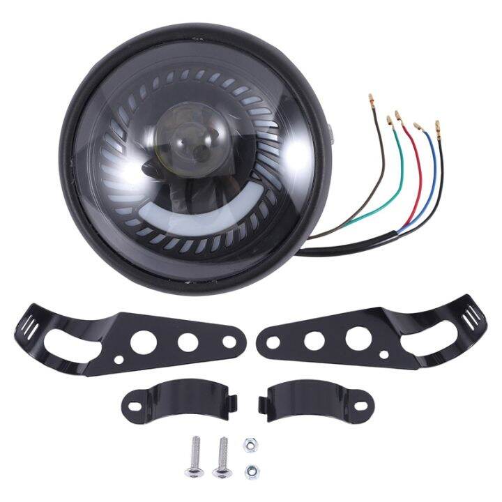 Motorcycle Cafe Racer Bobber 6.5 Inch Led Headlight Spiral White Side ...