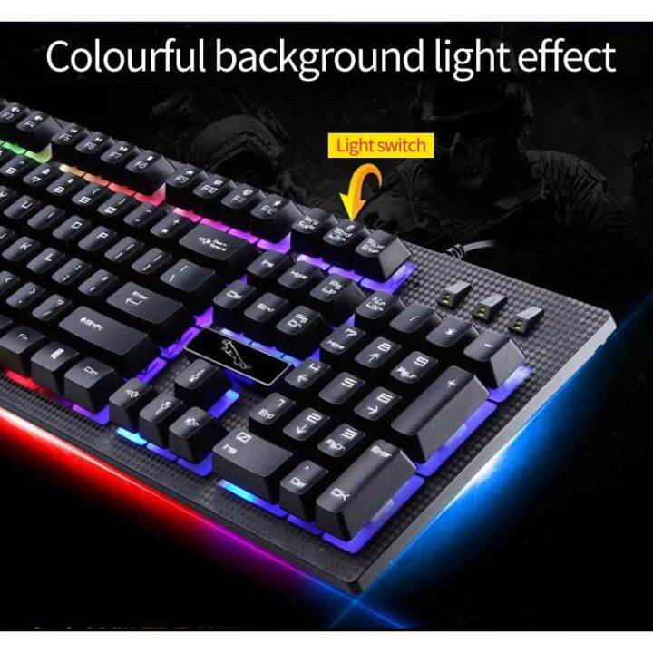 Gaming 7 Color LED Backlight USB Keyboard And Mouse Set With Free ...