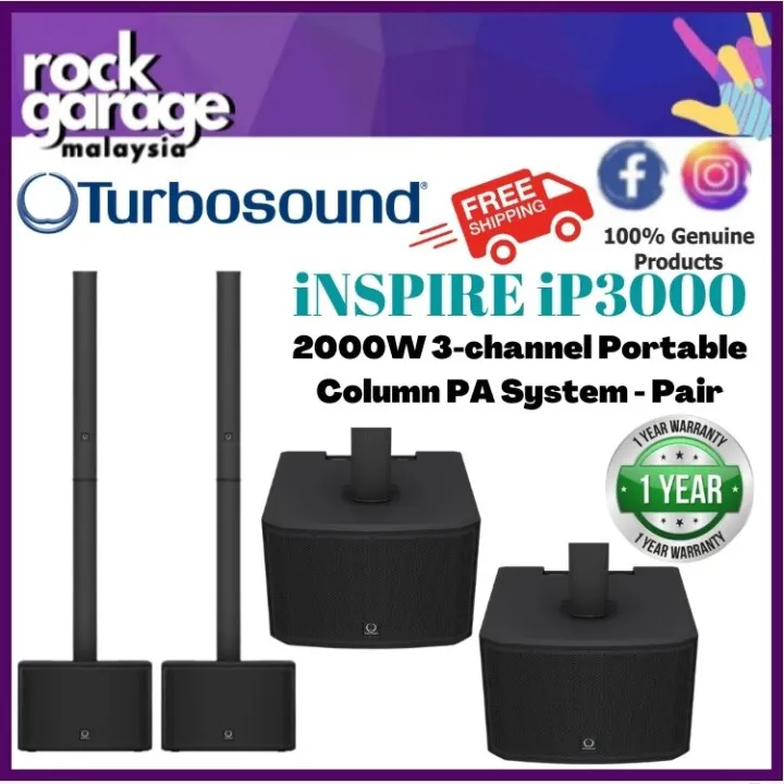 Turbosound iNSPIRE iP3000 2000W 3-channel Portable Column PA System ...