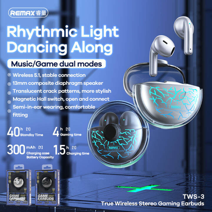 REMAX TWS 3 True Wireless Stereo Gaming Earbuds Bluetooth Gaming Earbuds | Lazada