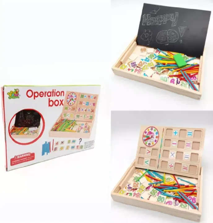 Wooden Toy Multifunctional Math Operation and Drawing Box Learning ...