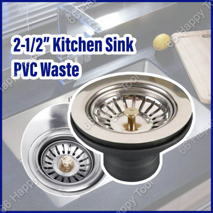 Kitchen Sink Bowl PVC Waste Strainer 2-1/2" Water Outlet Basket Plug ...