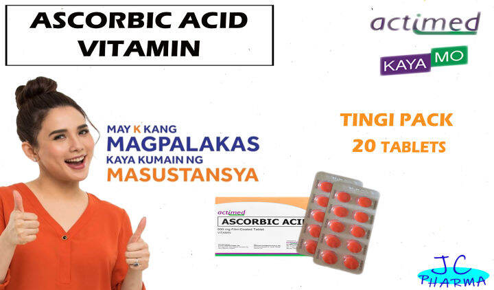 Authentic ACTIMED Ascorbic Acid 500mg Vitamin C Tingi Pack of 20 ...