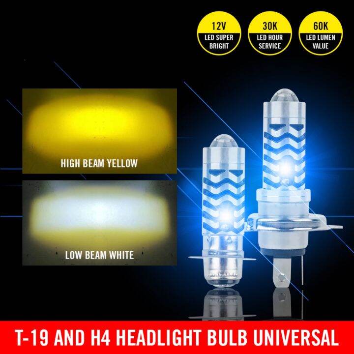 Motorcycle T19 and H4 Headlight Bulb with Blue Park Light Heavy Duty ...
