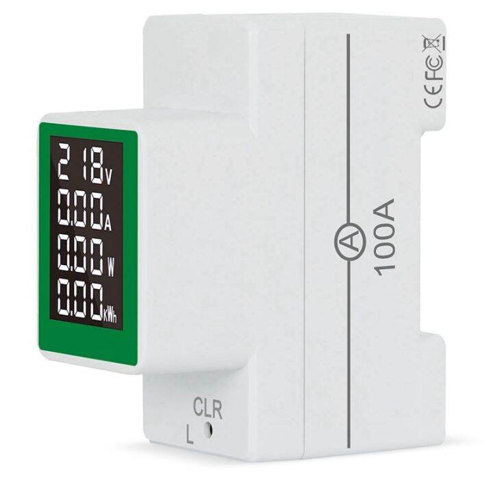 Din Rail Wattmeter Voltmeter AC50-300V Volt Amp Powers Factor Time ...