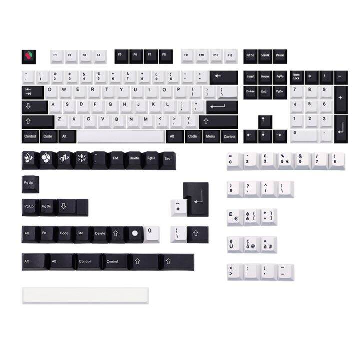 For ISO Black White Pbt Dye Subb Keycap Cherry Profile Keycaps for ...
