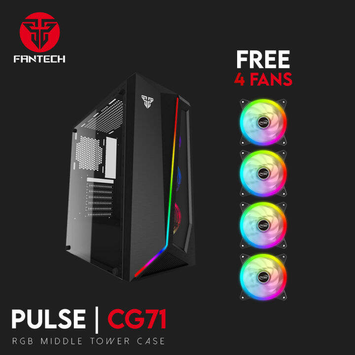 Fantech Bundle ntech Case Pulse CG71 RGB Middle Tower Case Supports ATX ...