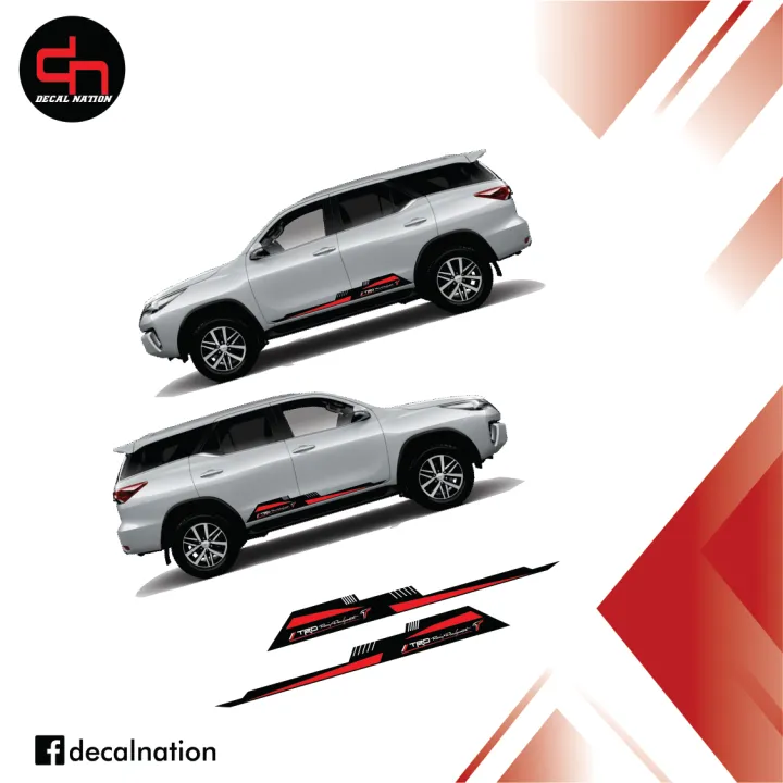 Toyota Fortuner Linear Customized Decals Weatherproof in Black, Red ...