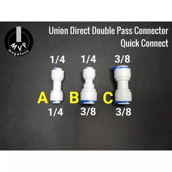 Union Direct Connector RO Fittings Quick Connect 1/4" and 3/8" Reverse ...
