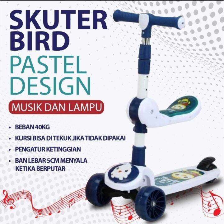 SKUTER SEKUTER SCOOTER OTOPED Duduk Lipat anak BIRD PASTEL DESIGN | Lazada Indonesia