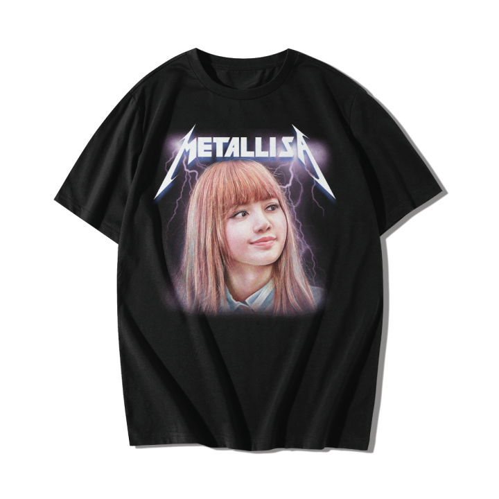 เสื้อลาย LISA METALLISA ลิซ่า เสื้อยืดแขนสั้นคอกลม Cotton 100% สกรีนลาย ...