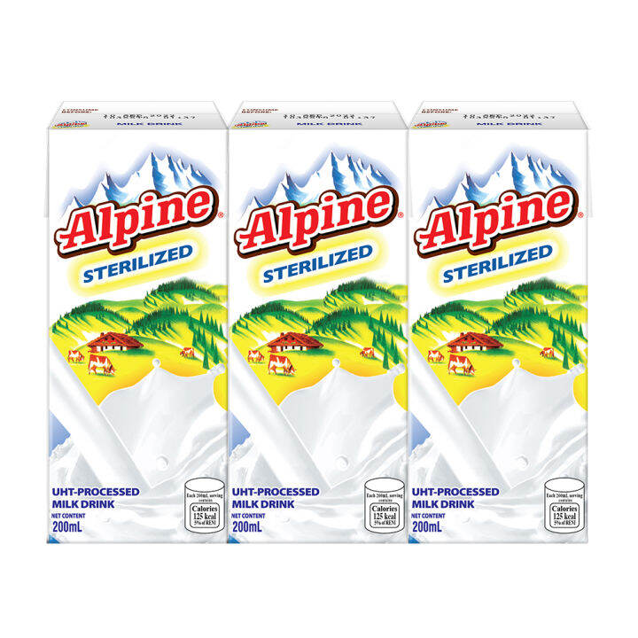 Alpine Sterilized Full Cream Milk Drink 200ml - Pack of 3 | Lazada PH