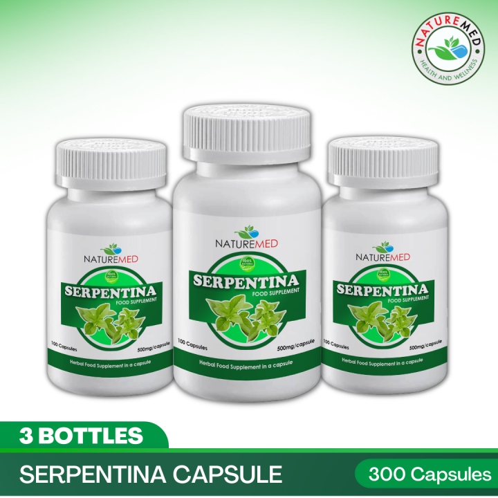 3 Bottles SERPENTINA HERBAL CAPSULE | 100 Capsules/Bottle | Diabetes ...