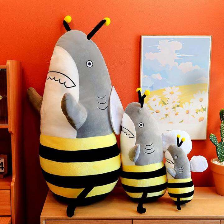 (35cm-110cm)Shark & Bee ShaBee Plush Toy Children Throw Pillow Cushion Shark Bee Doll Birthday ...