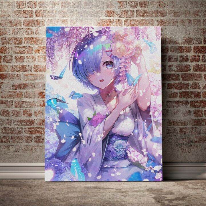 REM RE ZERO Anime Poster Printing Drawing on canvas, Oil paintings ...