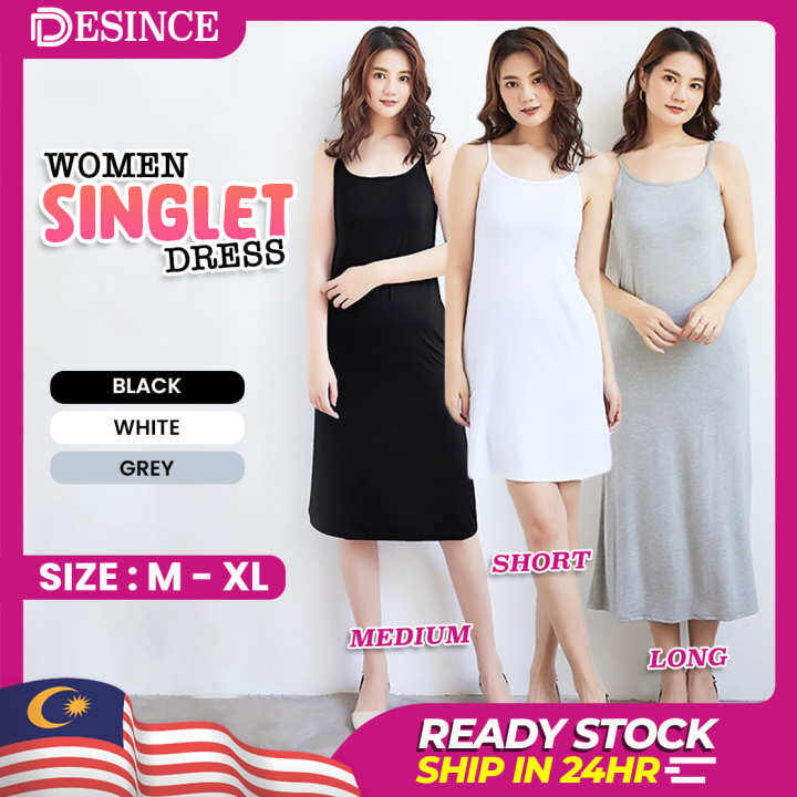 🇲🇾 DESINCE Women Dress Short Long Dress Inner Dress Black White Dress ...