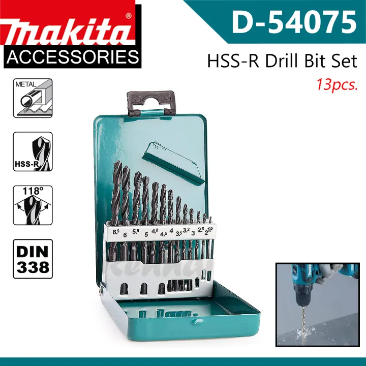 Makita D-54075 HSS-R Metal Dill Bit Set, 13pcs, with Metal Box | Lazada PH