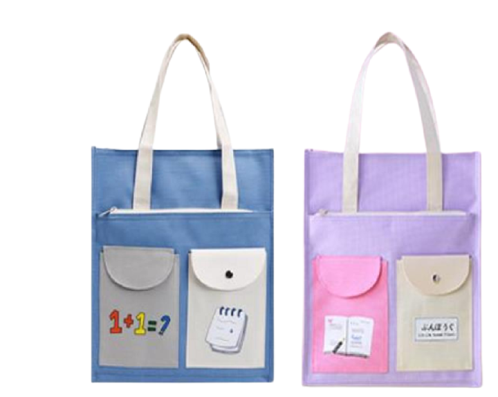 2pcs Casual handbag Student tuition canvas hand carry bag Primary ...