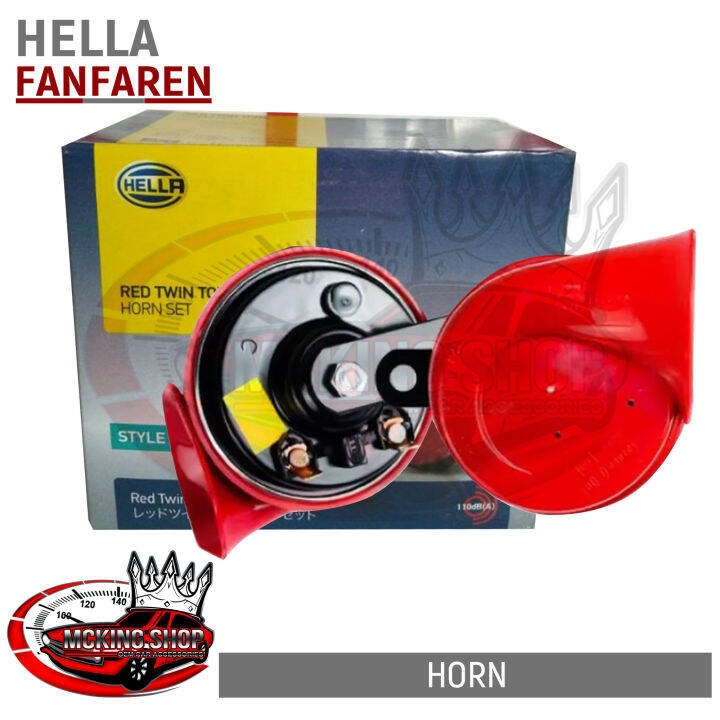 2pcs Hella Red Twin Horn Fanfaren 12V Snail type (Red) | Lazada PH