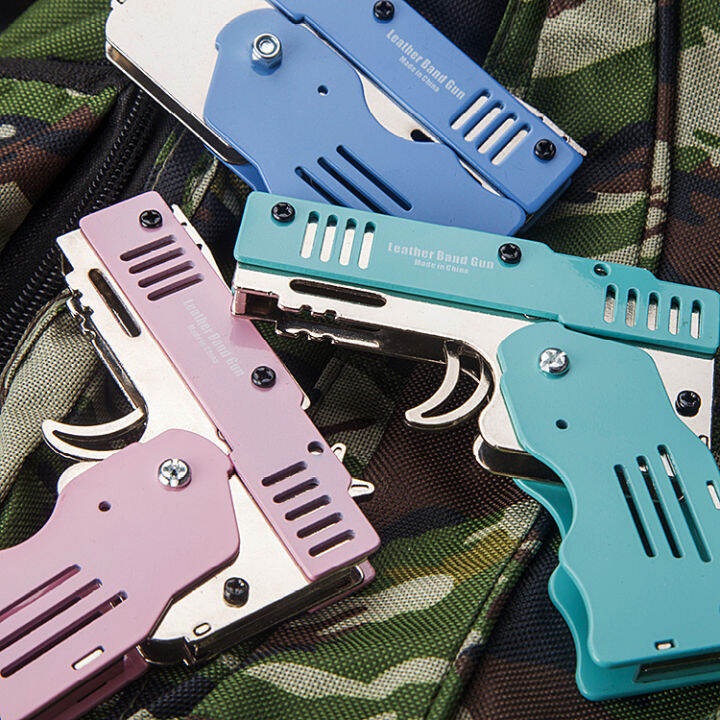 Yingtu brand all-metal King Kong folding rubber band gun children's toys six consecutive rubber ...