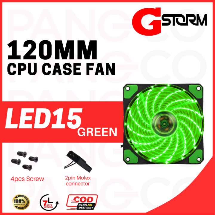 Gstorm LED 15 GREEN|RED|YELLOW|BLUE 120mm Light Neon Quite Clear Cooler ...
