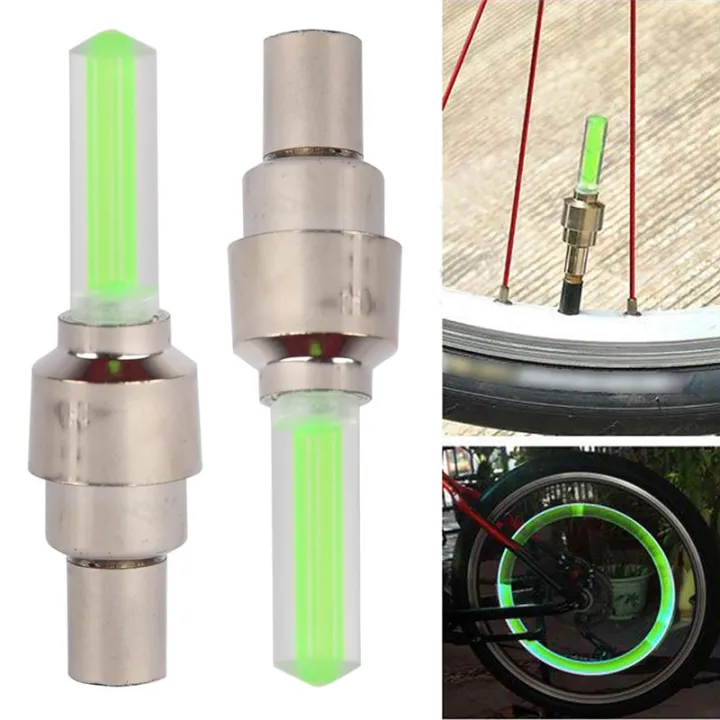 2Pcs Neon Lights Tyre Wheel Valve Cap Light LED Flash Car Tire Valve ...