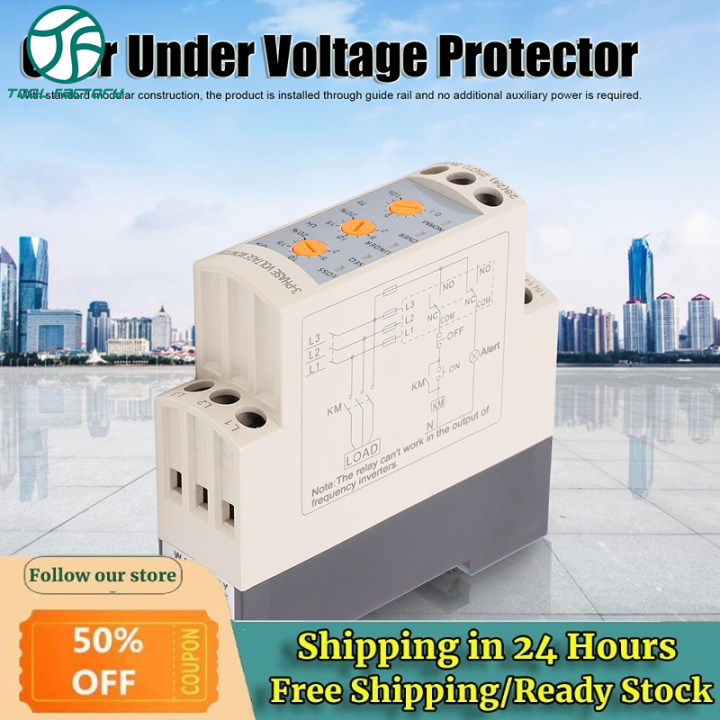 ToolFactory【Hot deals】Over Under Voltage Protector Adjustable 3 Phase Monitor Relay AC 220V~460V ...
