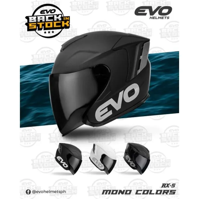 HAA- EVO RX5 MONO COLOR DUAL VISOR HALF FACE HELMET | Lazada PH