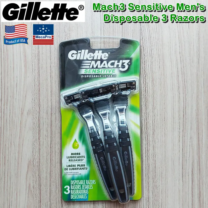 Gillette® Mach3 Sensitive Men's Disposable 3 Razors ยิลเลตต์ มัคทรี มีด ...