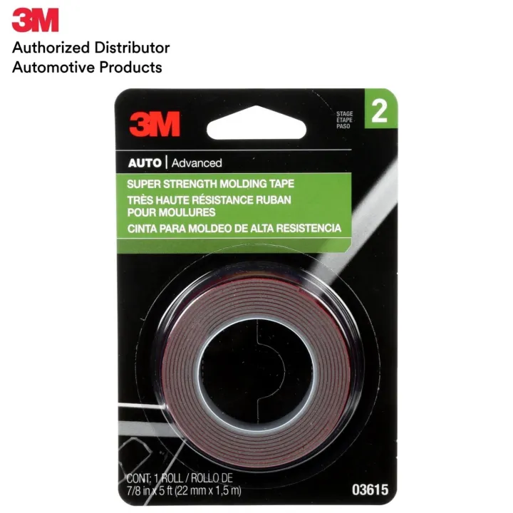 3M Super Strength Molding Tape, 03615, 7/8 In X 5 Ft [Made In Usa] 3 ...