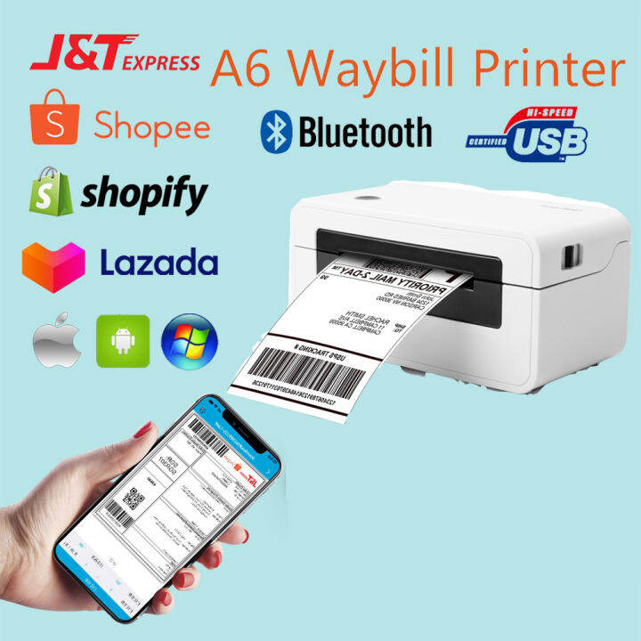 Bluetooth A6 Thermal Printer, High Speed USB Port Barcodes Label ...