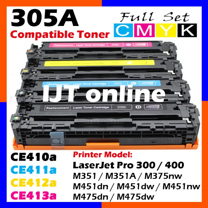 Full Set Compatible Colour Laser Toner 305A / CE410A + CE411A + CE412A ...