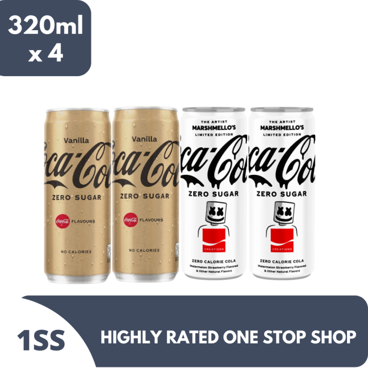 Coca-Cola Zero Sugar 2 Flavors Watermelon Strawberry and Vanilla 320ml ...