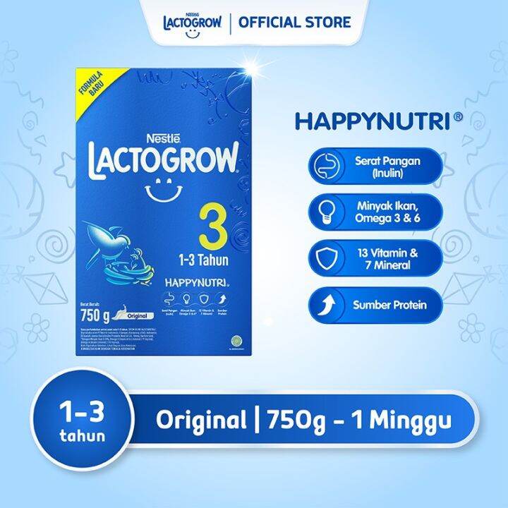 Nestlé LACTOGROW 3 Happynutri Plain Susu Anak 1-3 Tahun Box | Lazada ...