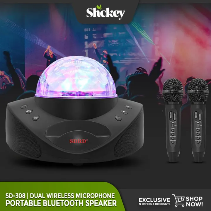 SHCKEY - SD308 Dual Wireless Microphone Bluetooth Speaker Mobile ...