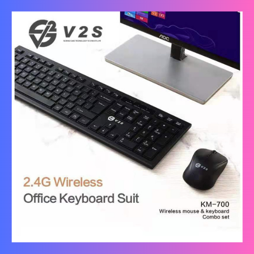 V2S KM-700 2.4G Slim Wireless Keyboard and Mouse Combo Set For Laptop ...