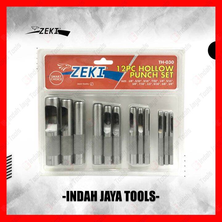 ZEKI TH-030 Hollow Punch Set 12 Pcs Mata Bor Plong Lubang Pembolong ...