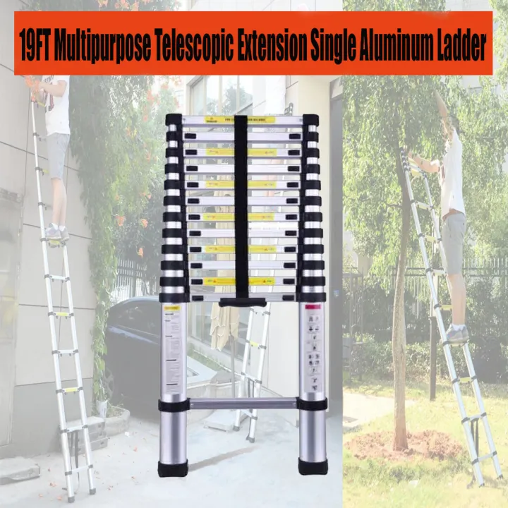 19FT household folding ladder, aluminum alloy telescopic ladder ...