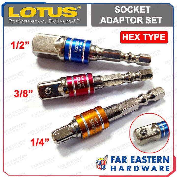 LOTUS Socket Adaptor Quick Change Hex Bit Set Holder 3pcs LTXT300BH/QX ...