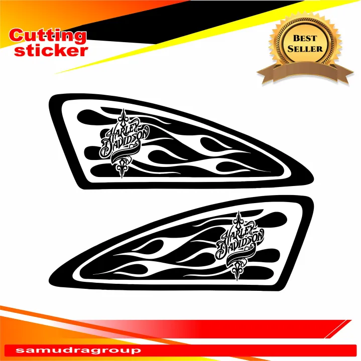 Cutting sticker tanki motor logo baru harley davidson fire tanki mtor ...