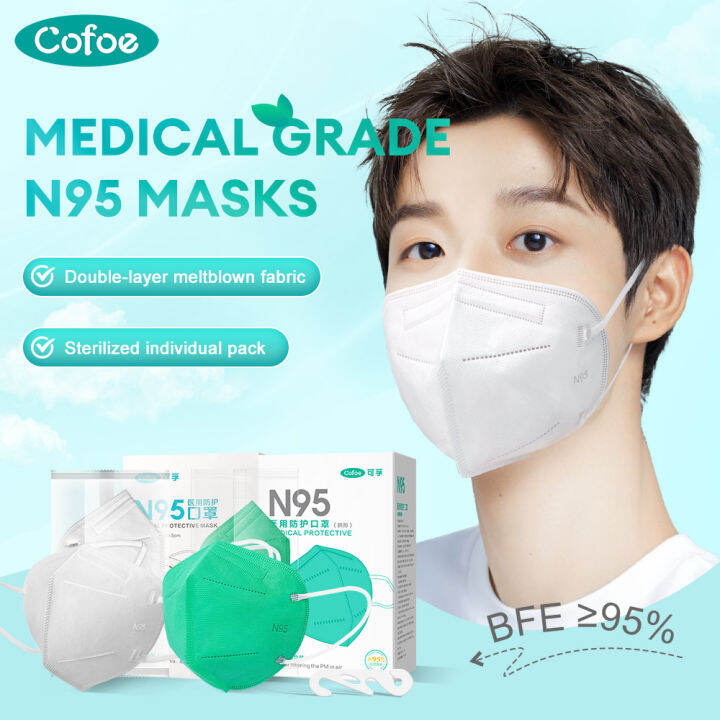 Cofoe N95 Face Mask 4 Ply Disposable Protective Duckbill Respirator Masks Anti-virus Anti ...