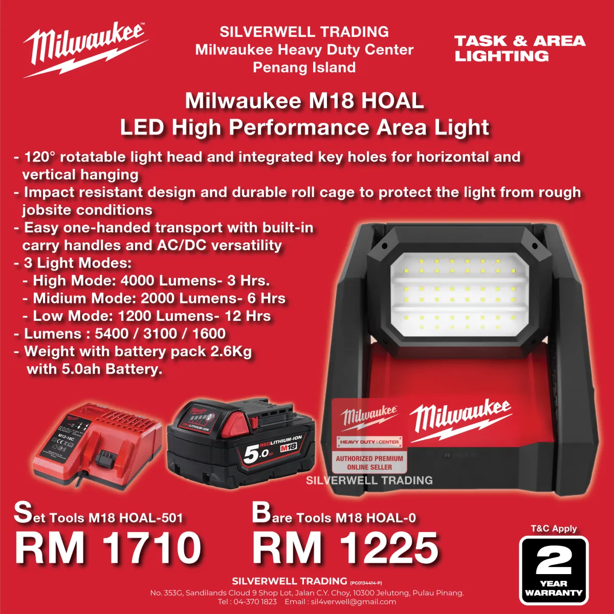 Milwaukee M18 Trueview Led Hp Flood Light | Shelly Lighting
