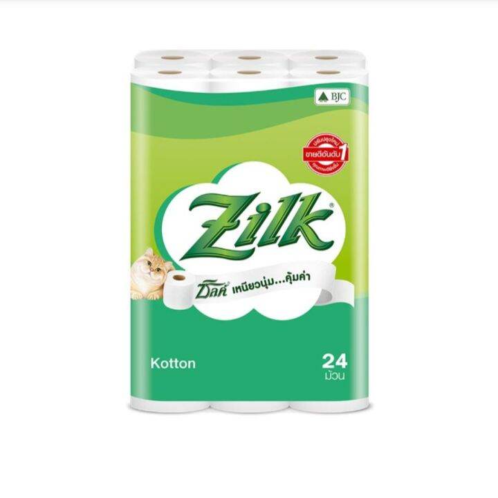 Zilk ซิลค์ คอตตอน กระดาษชำระม้วนเล็ก กระดาษชำระ กระดาษทิชชู่ หนา 2 ชั้น ยาว 369.6 เมตร แพ็ค 24 ...
