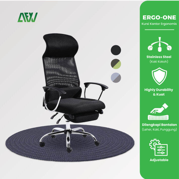 DOZE Kursi Kerja Ergonomis Kursi Kantor Reclining 180° Berbaring AFW | Lazada Indonesia